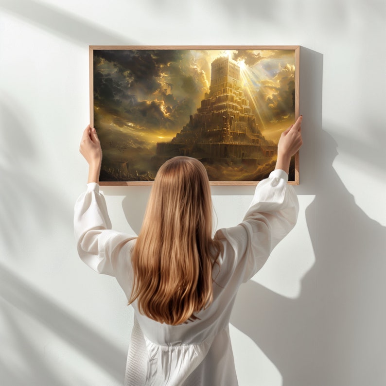 Tower of Babel, Genesis 11:1–9, Bible Art, DIGITAL PRINT, Christian ...