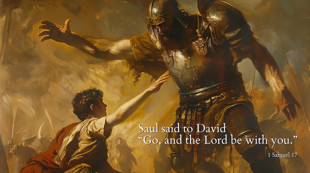 David and Goliath Verse, 1 Samuel 17, Bible Art, DIGITAL PRINT ...
