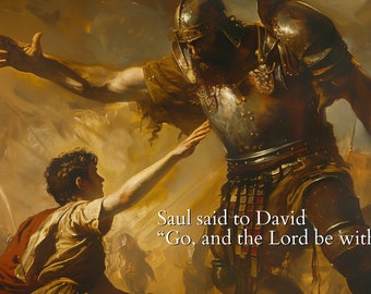 David and Goliath, 1 Samuel 17, Bible Art, DIGITAL PRINT GIFT ...
