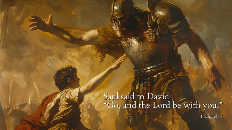 David and Goliath Verse, 1 Samuel 17, Bible Art, DIGITAL PRINT ...