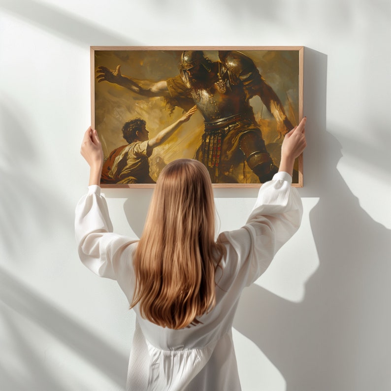 David and Goliath, 1 Samuel 17, Bible Art, DIGITAL PRINT GIFT ...
