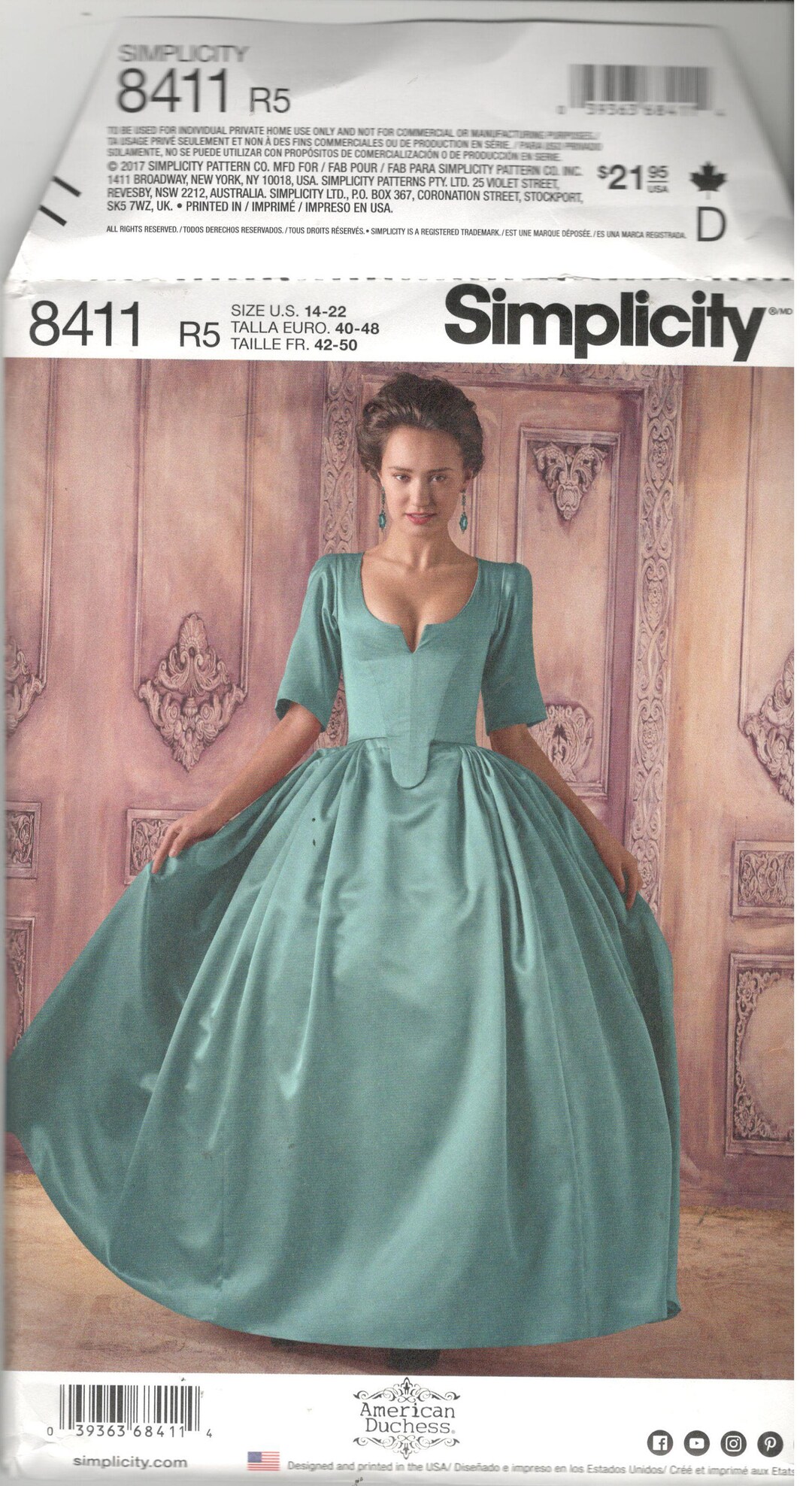 Simplicity 8411 Size 6, 8, 10, 12, 14 Women's Sewing Pattern 18th ...