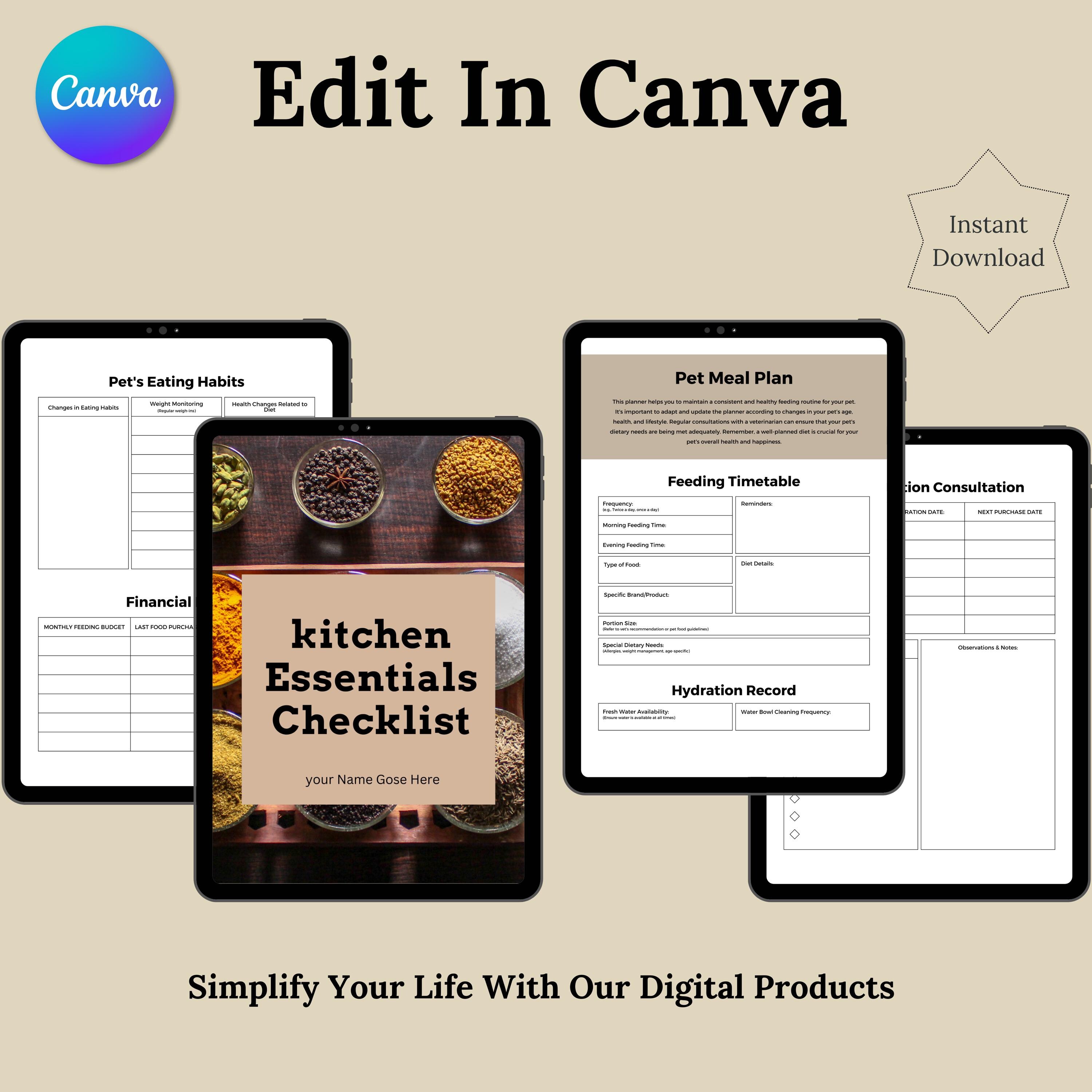 Kitchen Essentials Checklist, Kitchen Accessories Printable Checklist ...