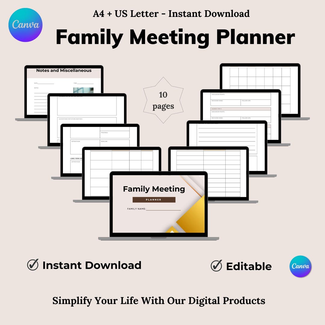 Family Meeting Planner, Weekly Family Organization Guide, Family ...