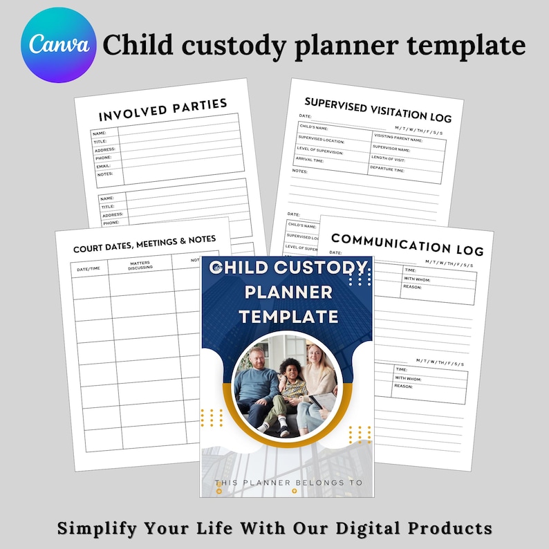 Child Custody Planner, Family Custody Agreement Template, Child Support ...