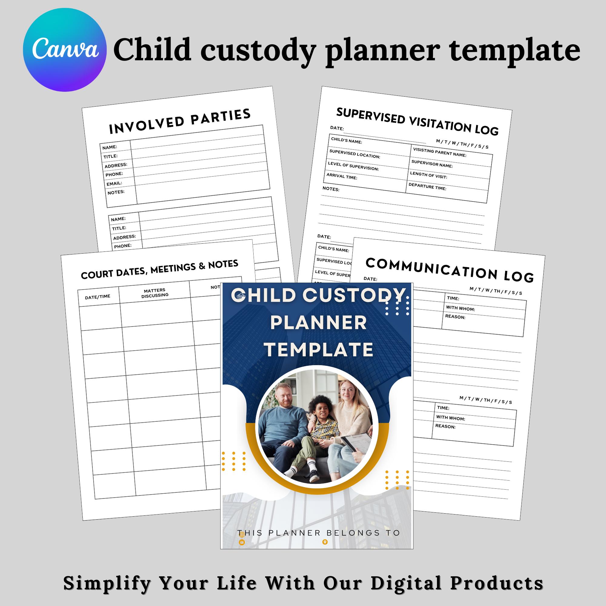 Child Custody Planner, Family Custody Agreement Template, Child Support ...
