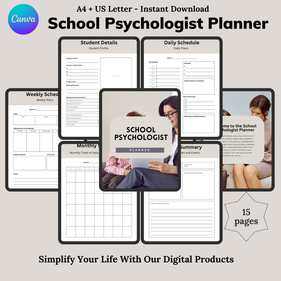School Psychologist Planner, School Counselor Therapist Planner, Mental ...