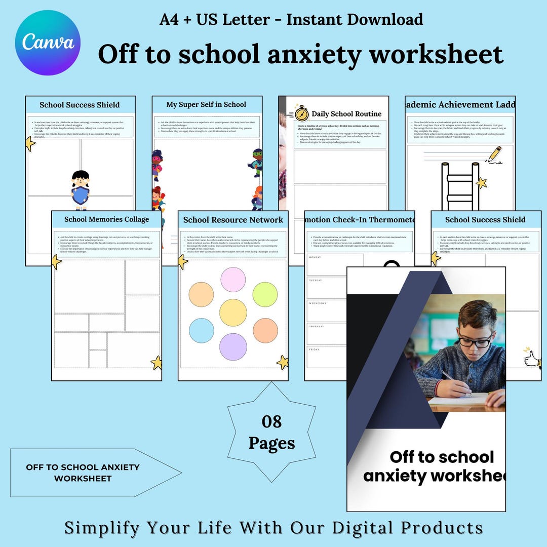 Anxiety Worksheet, Back to School Anxiety Worksheet, Anxiety Management ...