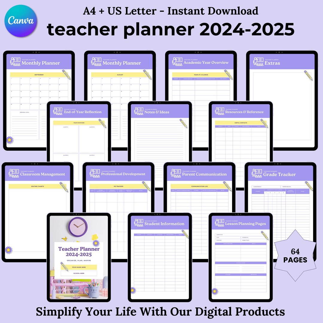 Teacher Planner 2024, Lesson Plan Templates, Teacher Performance ...