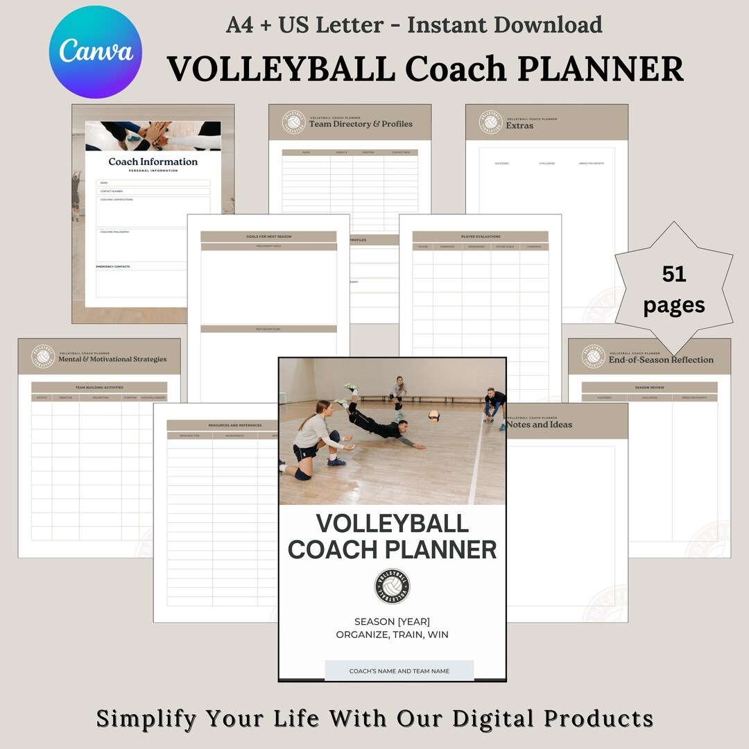Volleyball Planner, Volleyball Coach Planner, Daily Personal ...