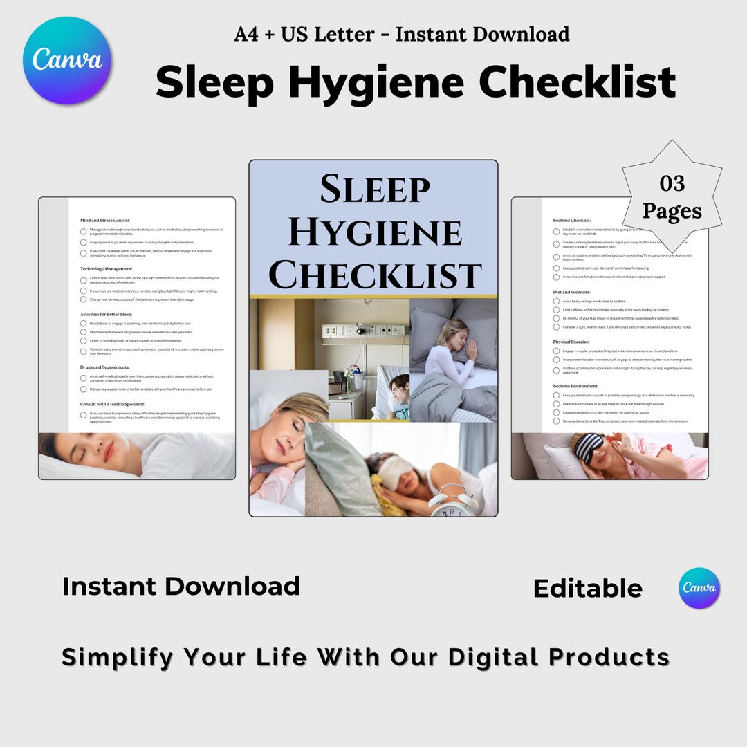 Sleep Hygiene Checklist, Mental Health Consultant Template, Stress ...