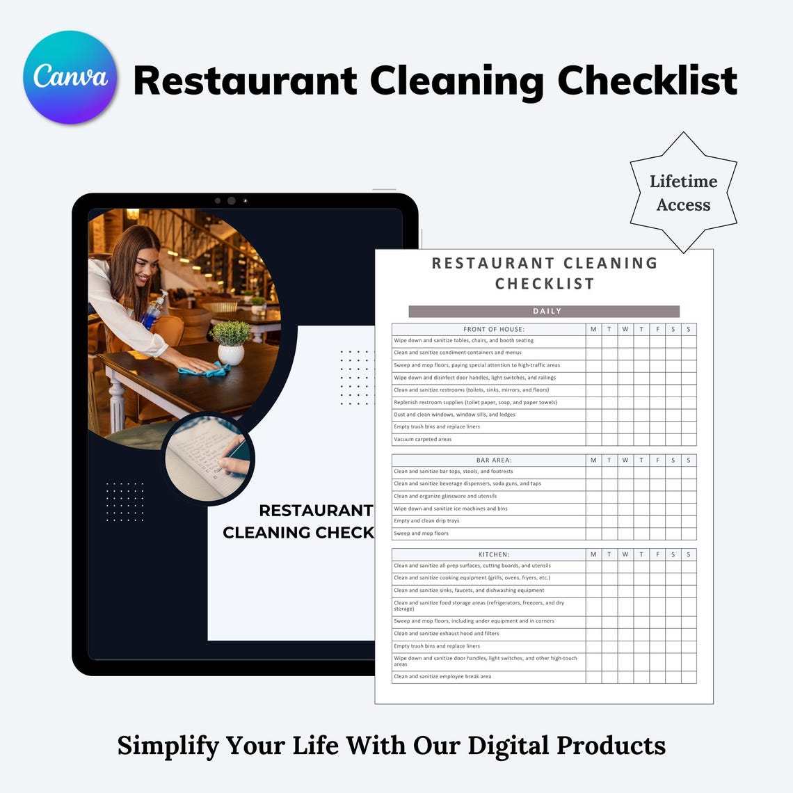 Restaurant Cleaning Checklist, Restaurant Cleaning Schedule Template ...