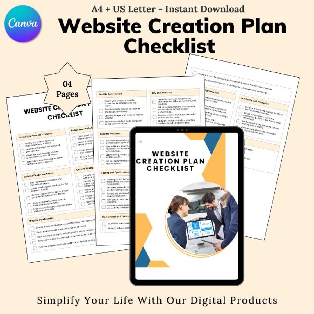 Website Development Plan, Website Planner Checklist, Canva Web Design ...
