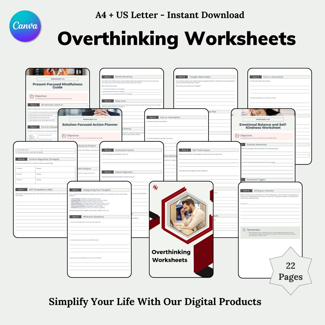 Anxietytherapy Worksheet, Overthinking Worksheet, Mental Health ...