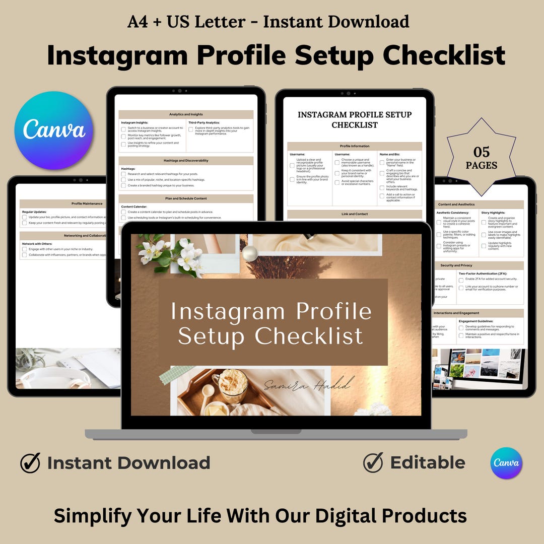 Instagram Account Profile Checklist, Instagram Profile Setup Checklist ...