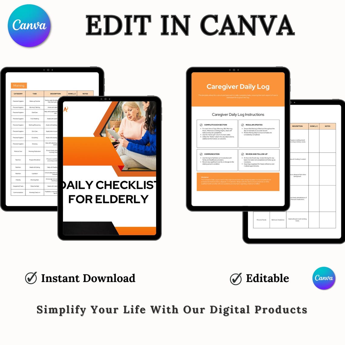 Caregiver Report Checklist, Daily Report Elderly Checklist Template ...