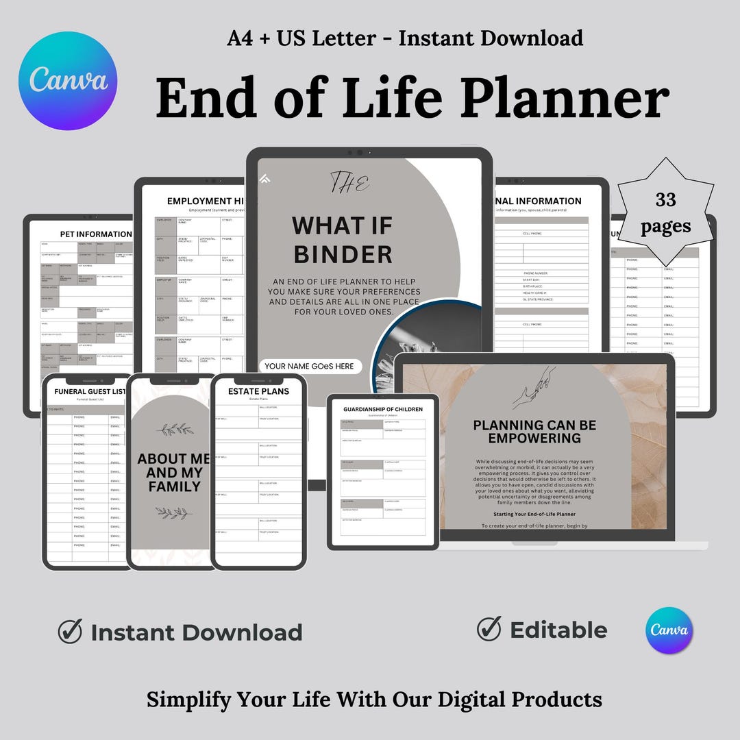 End of Life Planner, Life Binder Care Planner, Ultimate Life Plan in ...