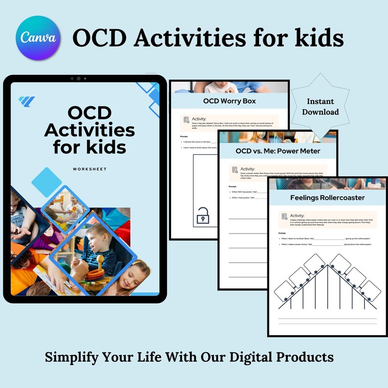 OCD Worksheet, OCD Activities for Kids, Kids Anxiety Relief Therapy ...