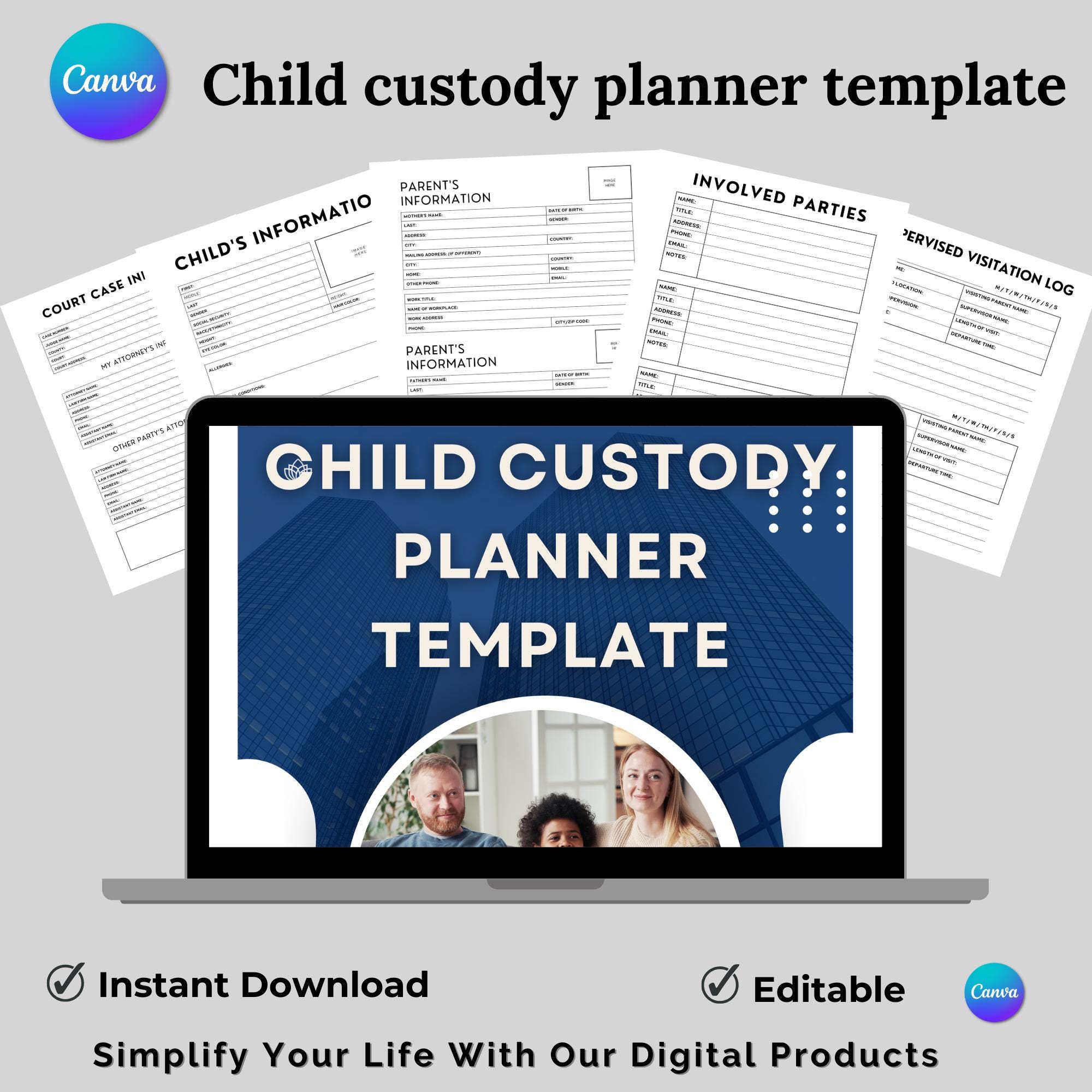 Child Custody Planner, Family Custody Agreement Template, Child Support ...