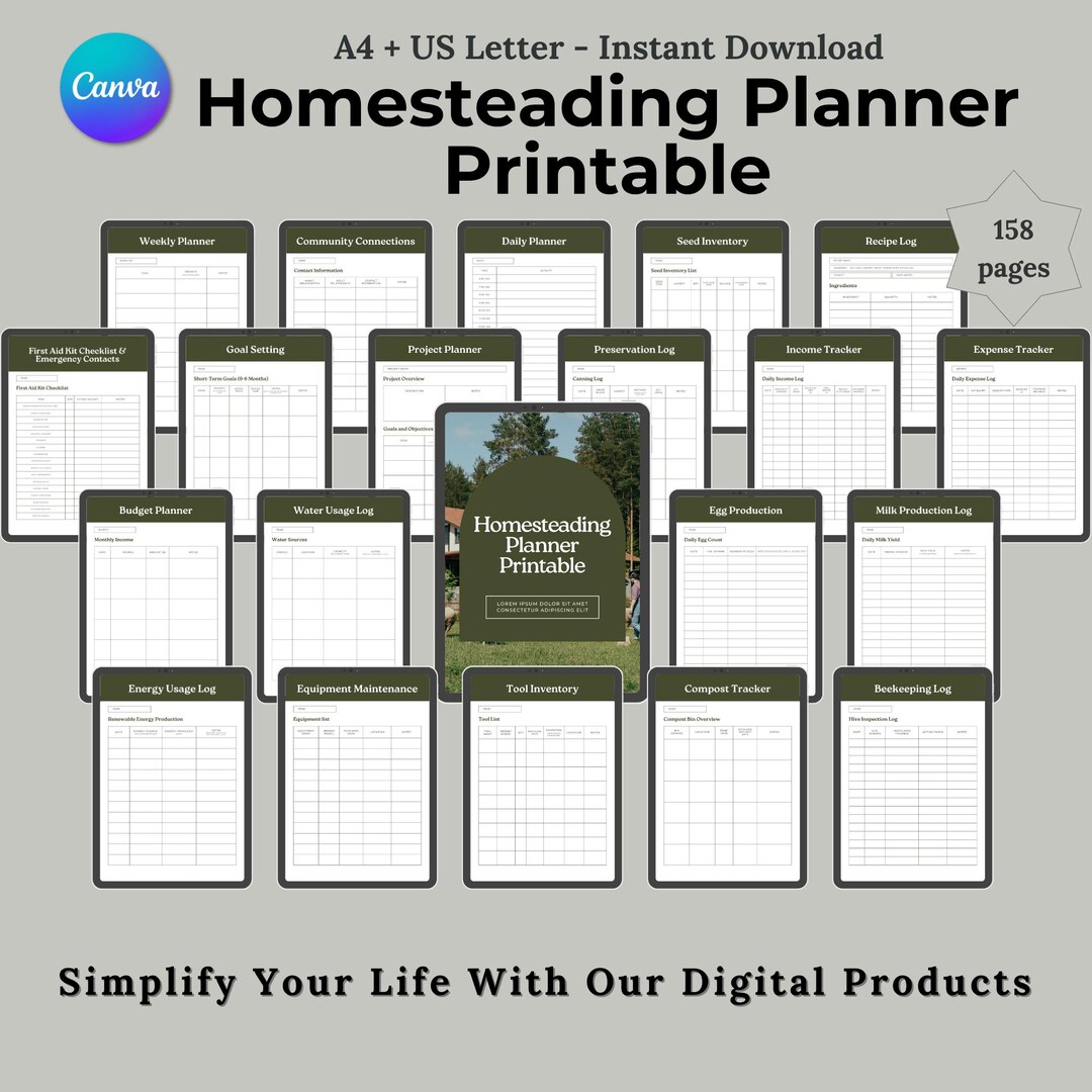 Homesteading Planner Printable, Daily Homesteading Planner, Weekly ...