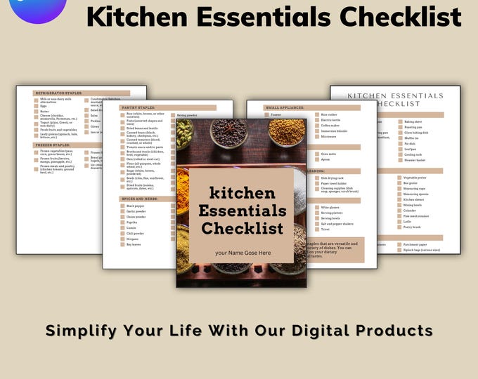 Kitchen Essentials Checklist, Kitchen Accessories Printable Checklist ...
