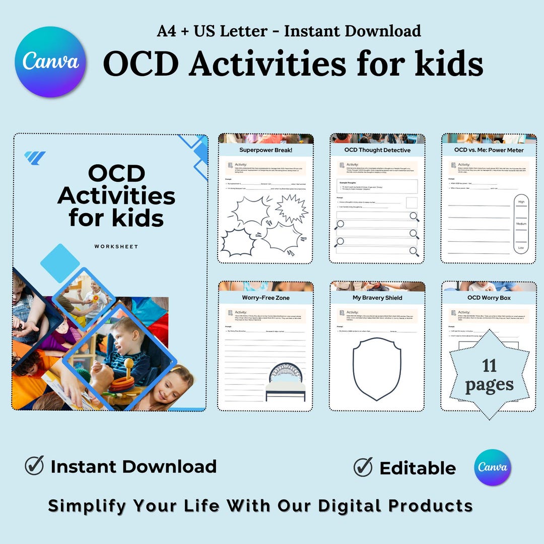 OCD Worksheet, OCD Activities for Kids, Kids Anxiety Relief Therapy ...