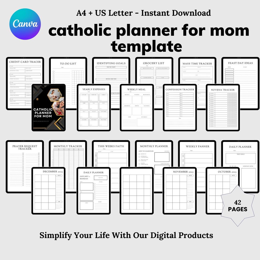 Catholic Planner for Mom, Catholic Daily Planner, Faith and Family ...