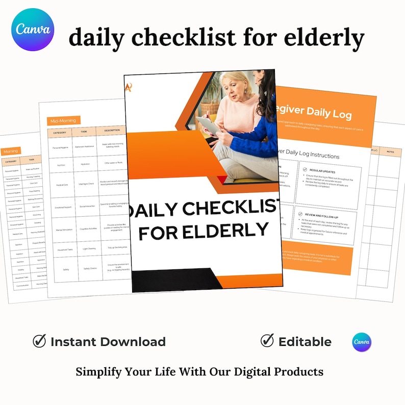 Caregiver Report Checklist, Daily Report Elderly Checklist Template ...