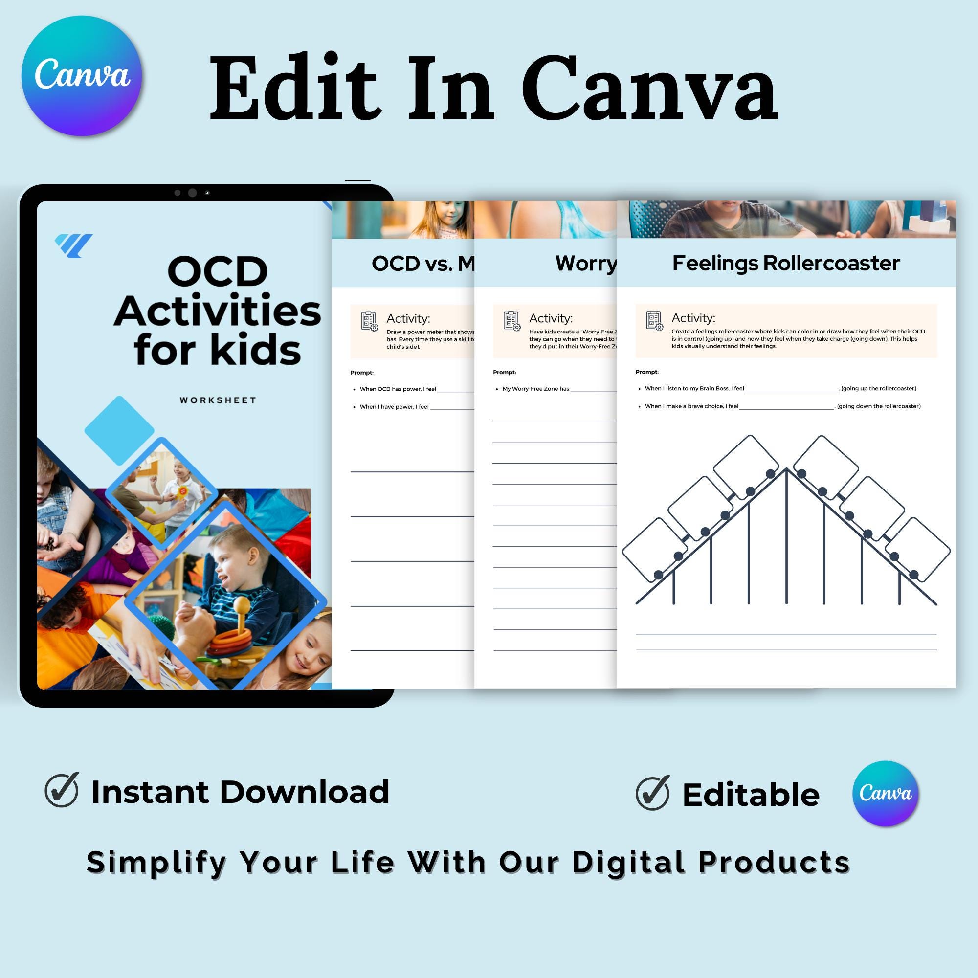 OCD Worksheet, OCD Activities for Kids, Kids Anxiety Relief Therapy ...