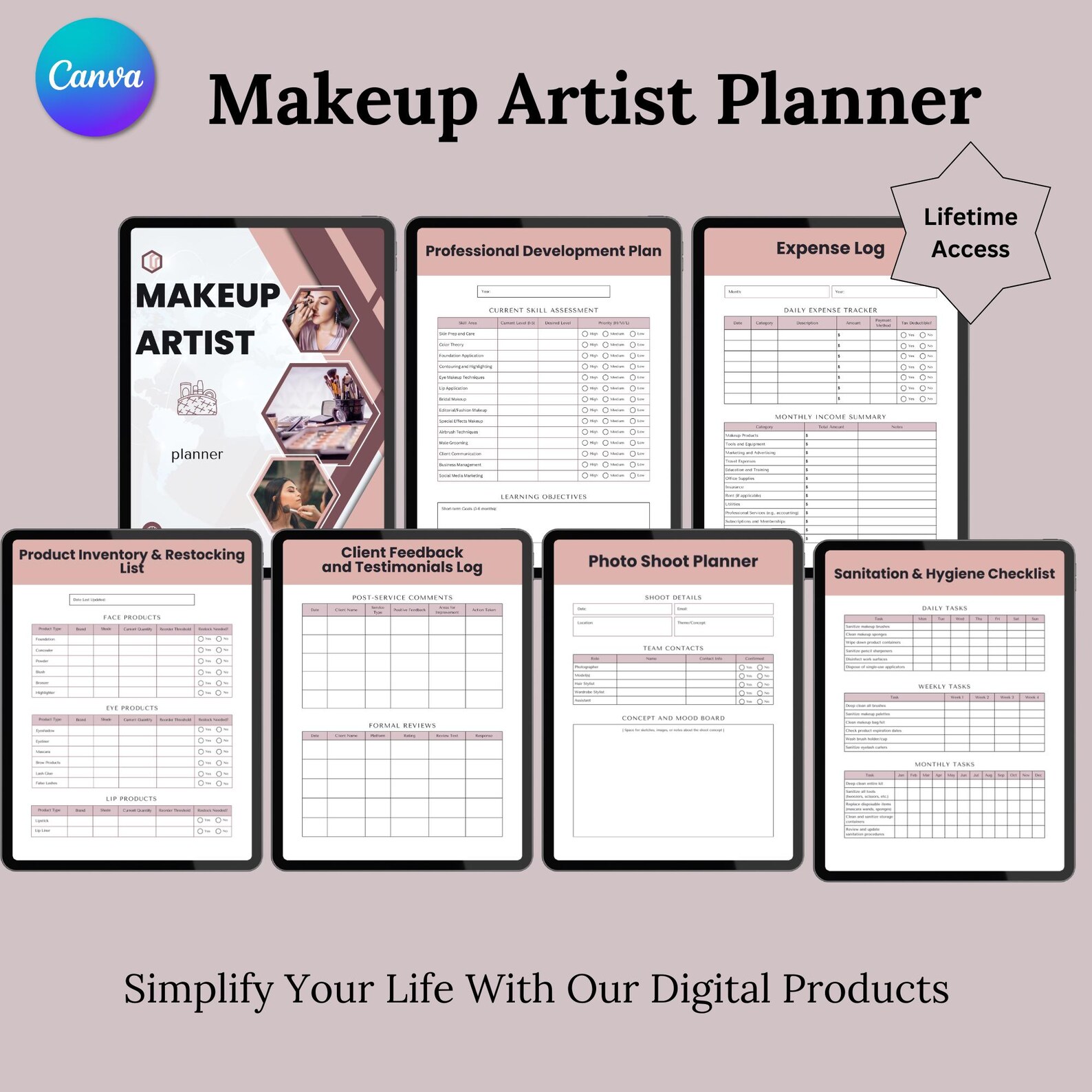 Makeup Artist Planner, Makeup Photoshoot Planner, Social Media Content ...