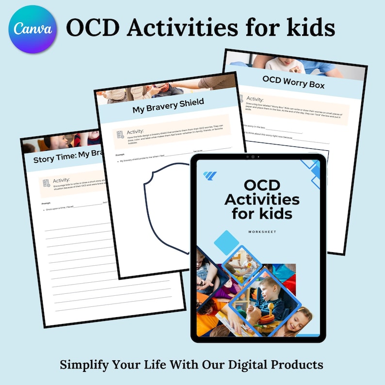 OCD Worksheet, OCD Activities for Kids, Kids Anxiety Relief Therapy ...