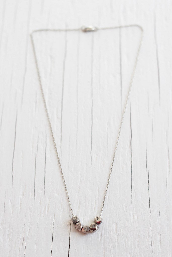 Geometric Bead Necklace In Sterling Silver Etsy