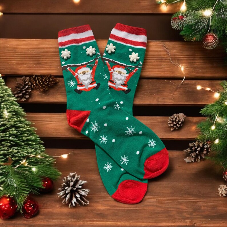 Embellished Santa Snowflakes Christmas Tube Socks Christmas Gift ...
