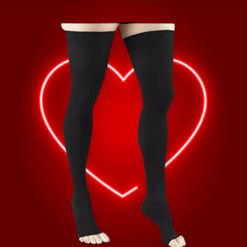 Personalized Thigh High Open Toe Light Compression Stockings Nurse ...