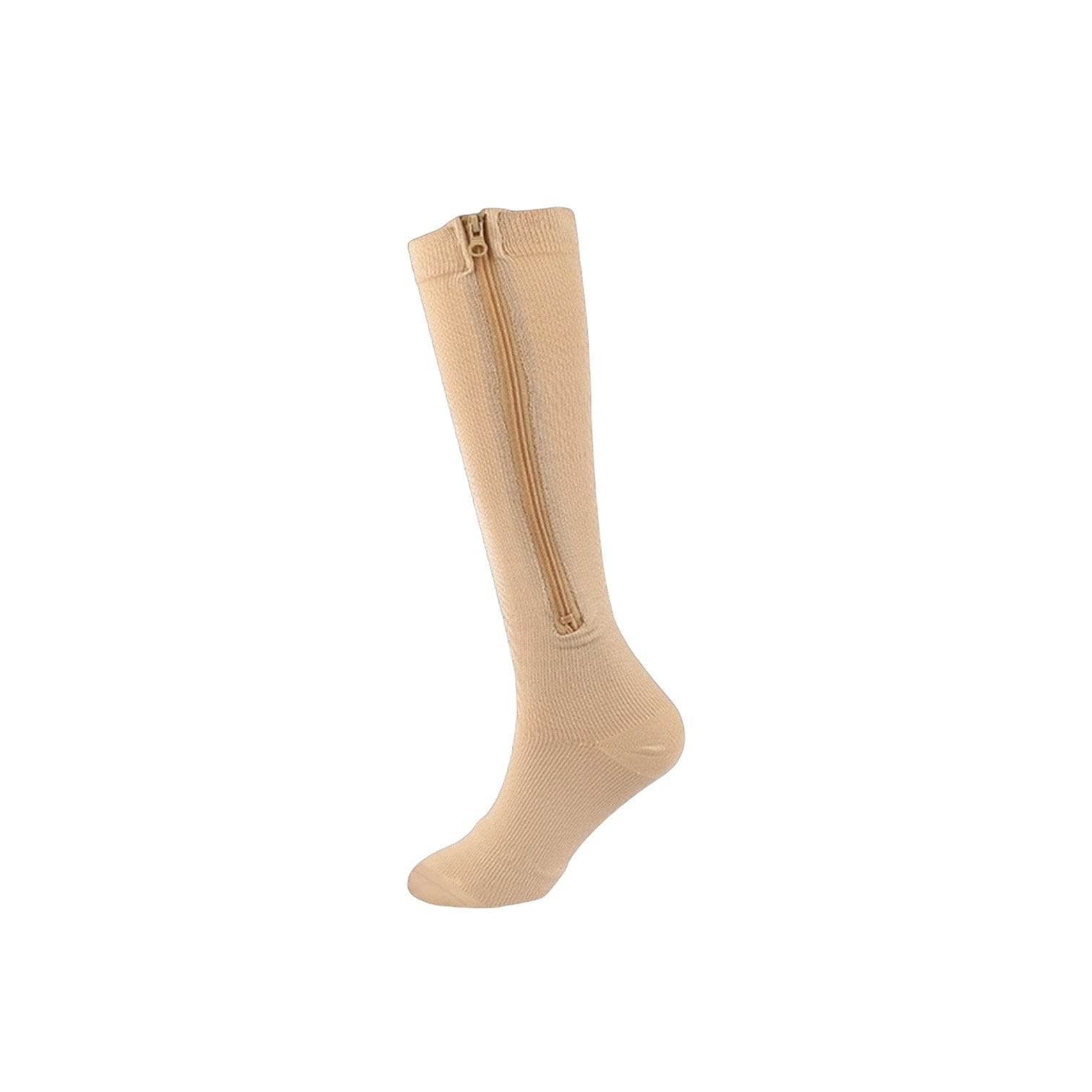 Personalized Closed Toe Beige Light Compression Stockings With Zipper ...