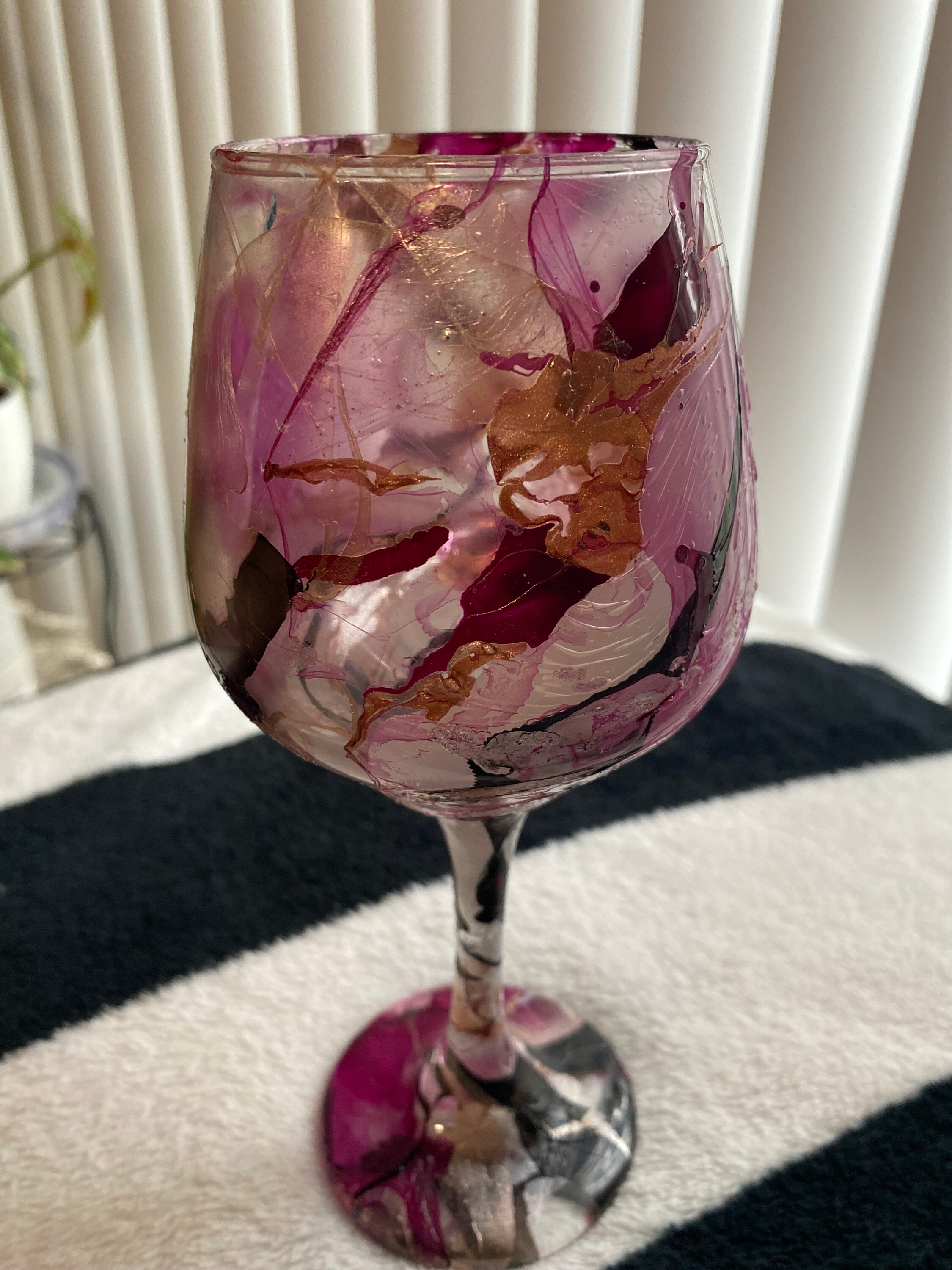 Unique Water Color Art Wine Glass - Etsy
