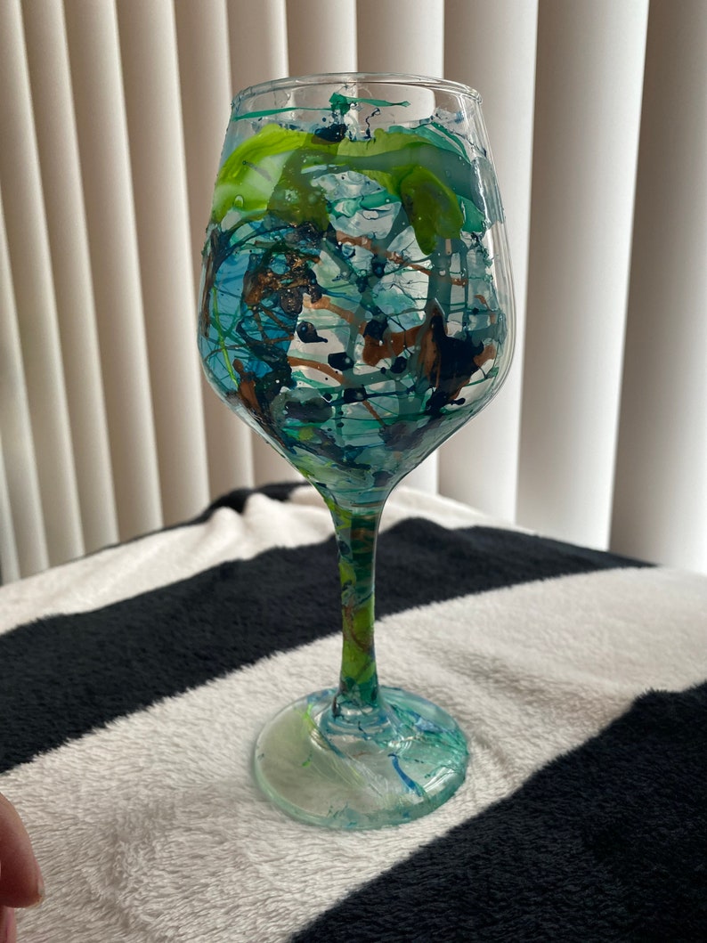 Unique Water Color Art Wine Glass - Etsy