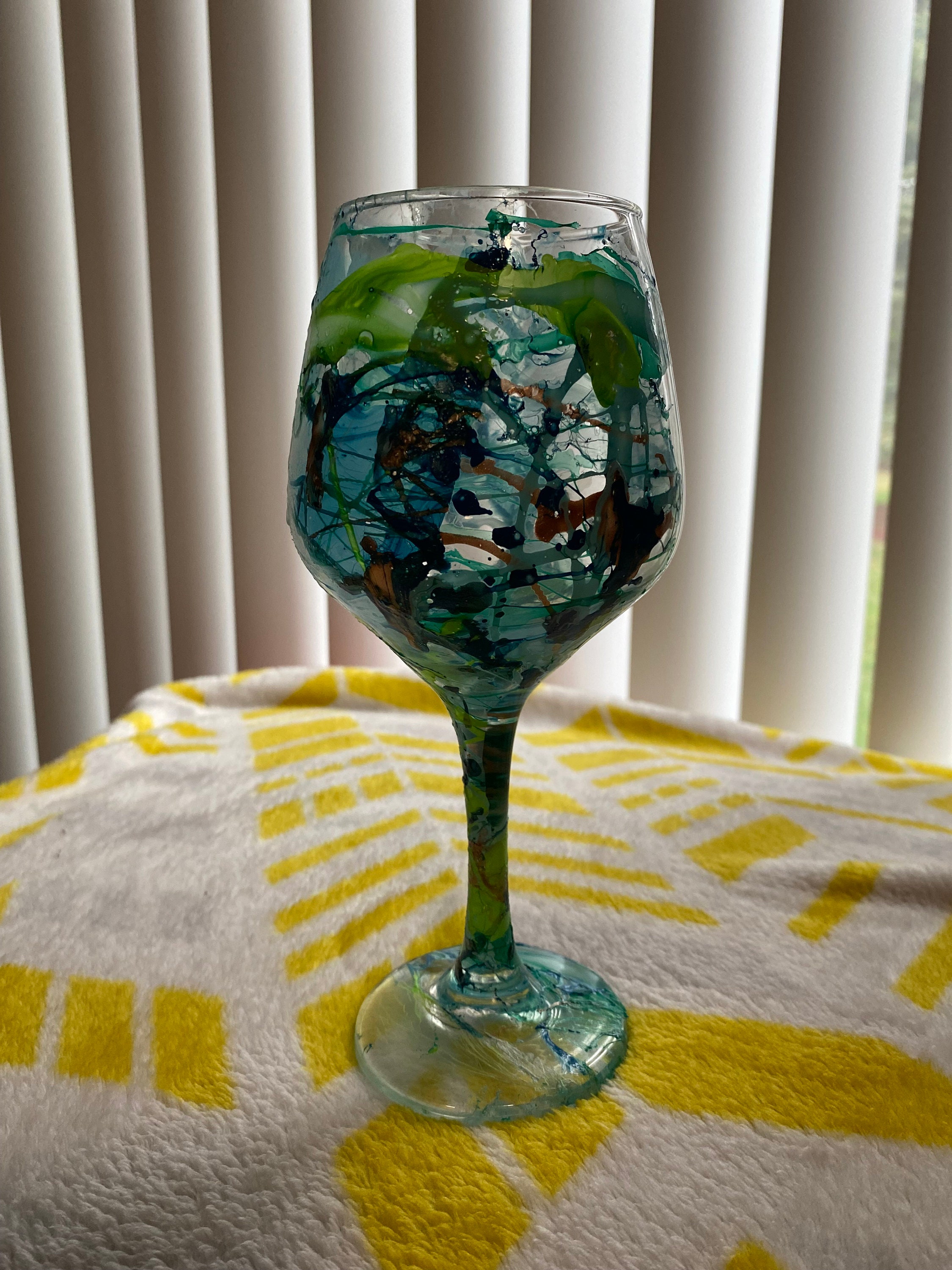 Unique Water Color Art Wine Glass - Etsy