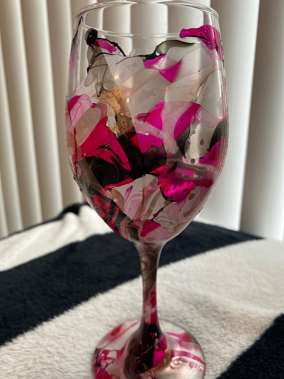 Unique Water Color Art Wine Glass - Etsy