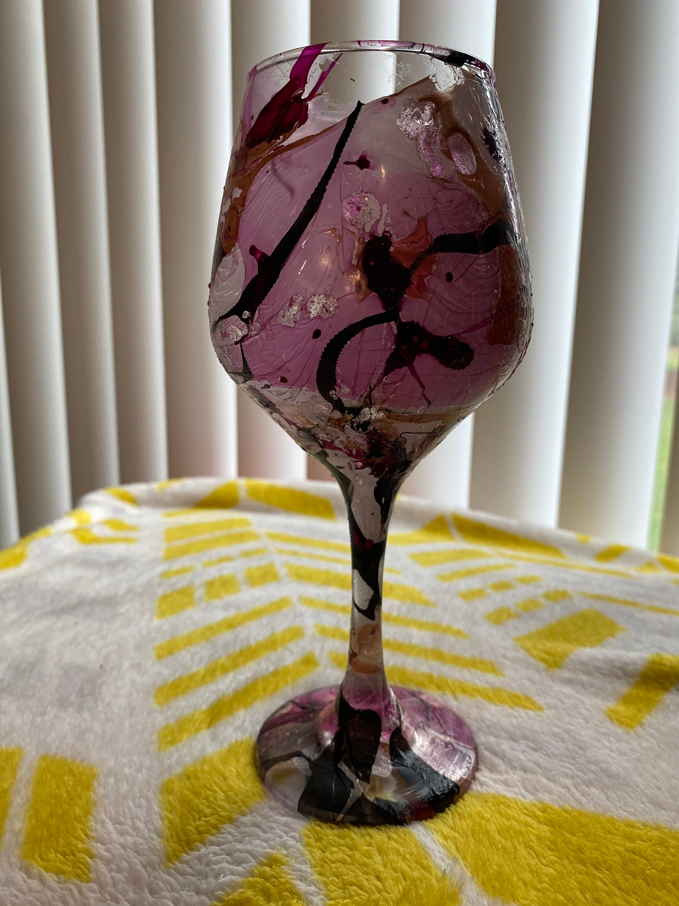 Unique Water Color Art Wine Glass - Etsy