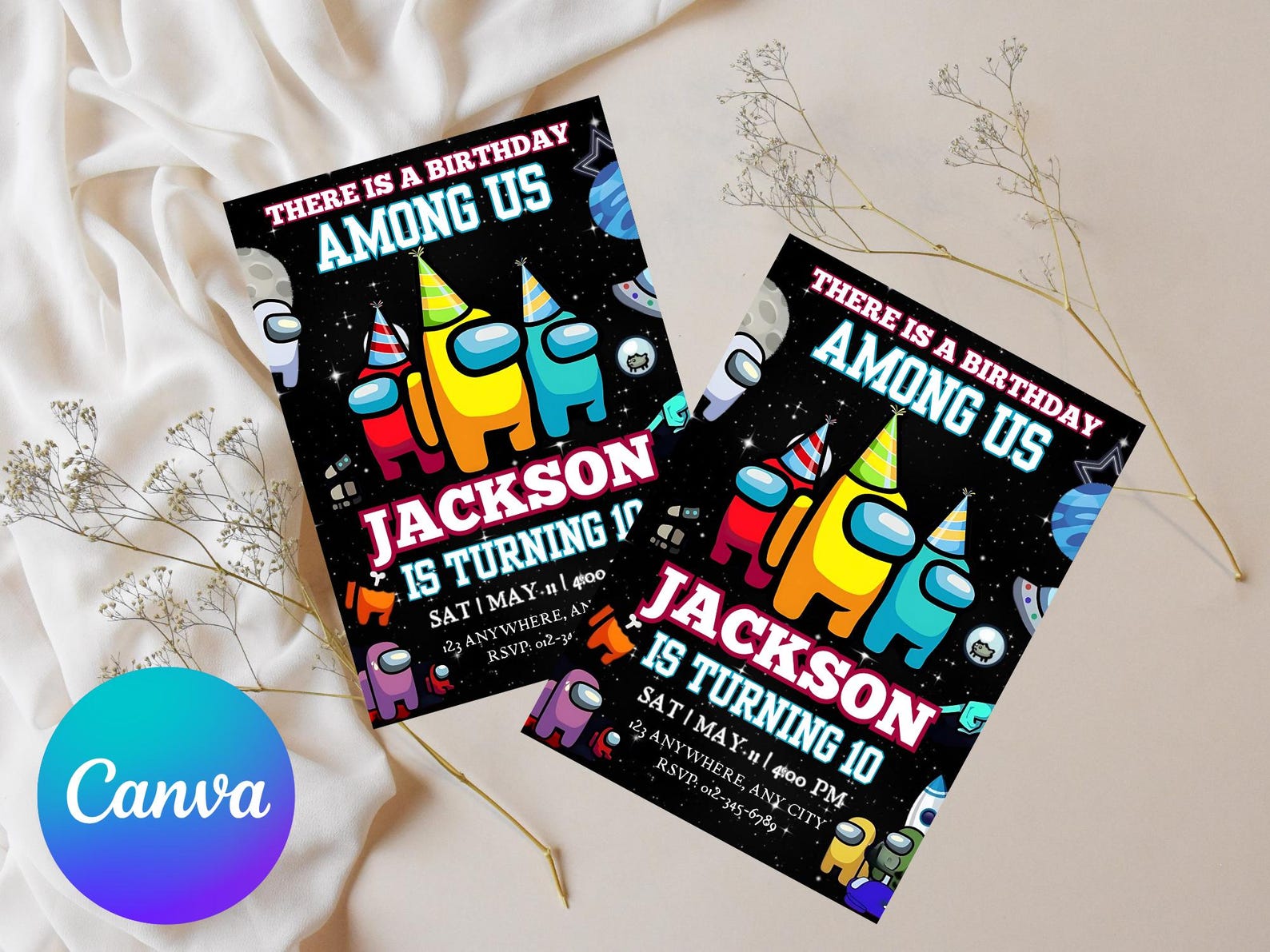 Among Us Invitation Birthday Invitation | Kids Birthday Invitation ...