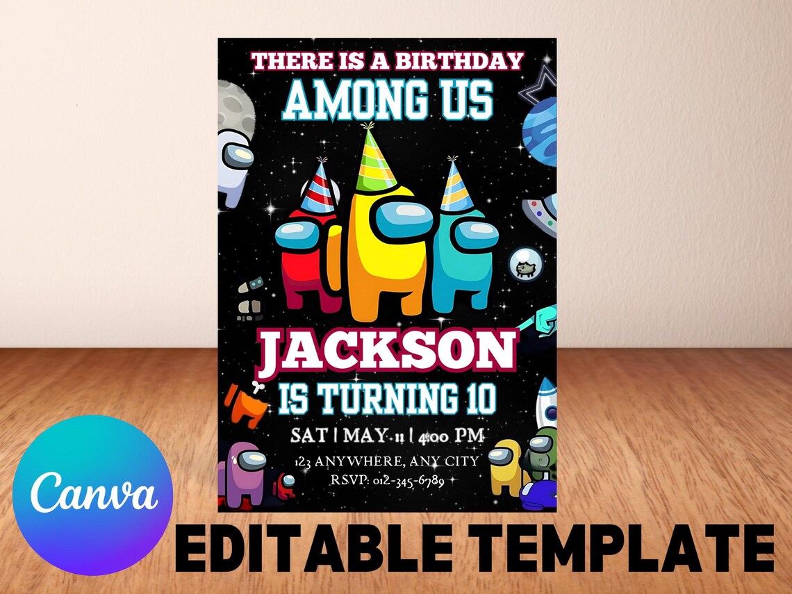 Among Us Invitation Birthday Invitation | Kids Birthday Invitation ...