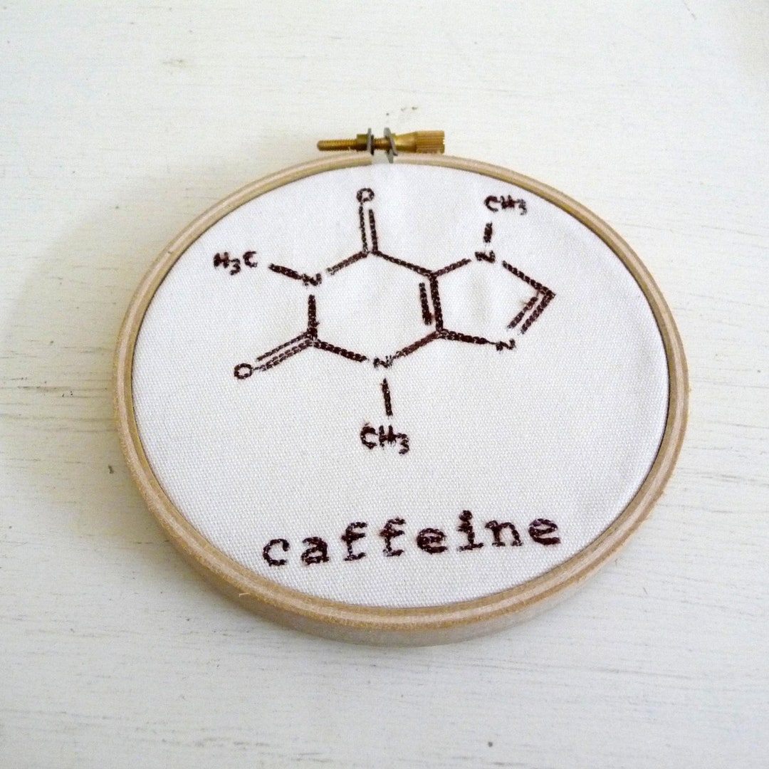 Caffeine Molecule Embroidered Hoop Wall Hanging - Etsy