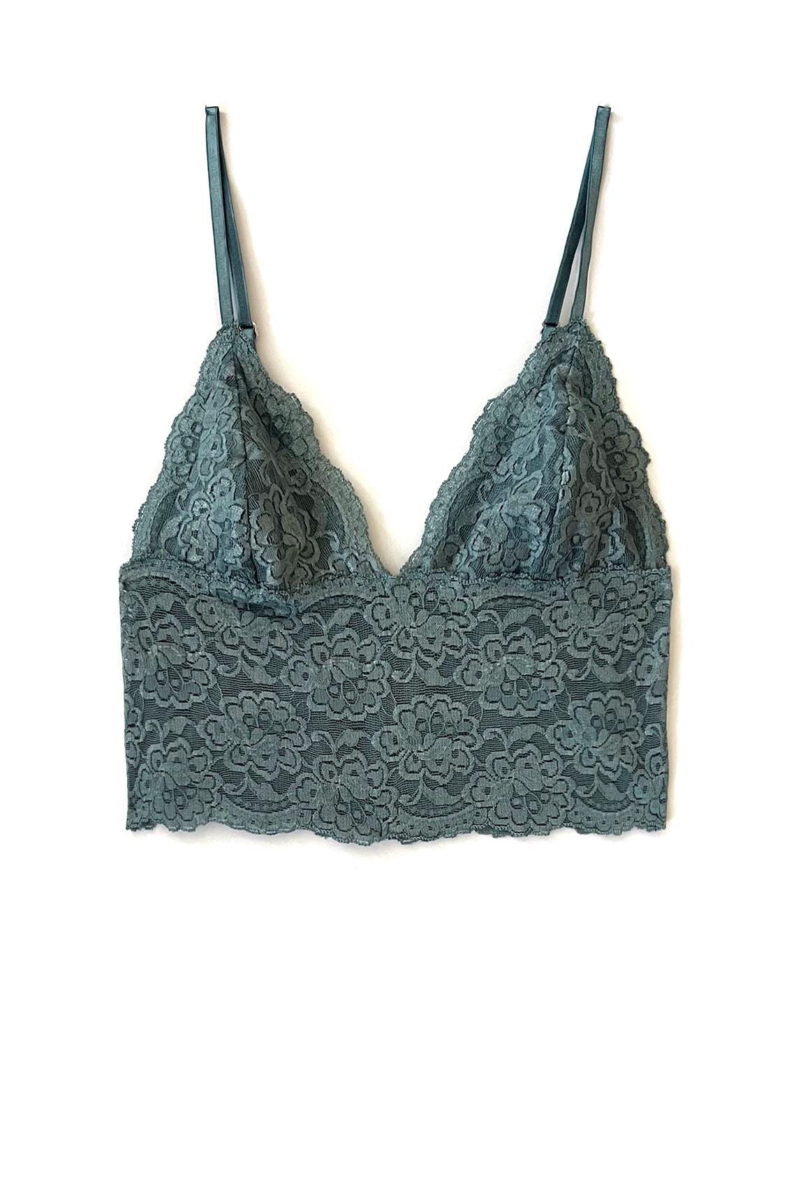 Echo Longline Lace Bralette in Teal / Handmade, Custom Sized, Lace, Bra ...