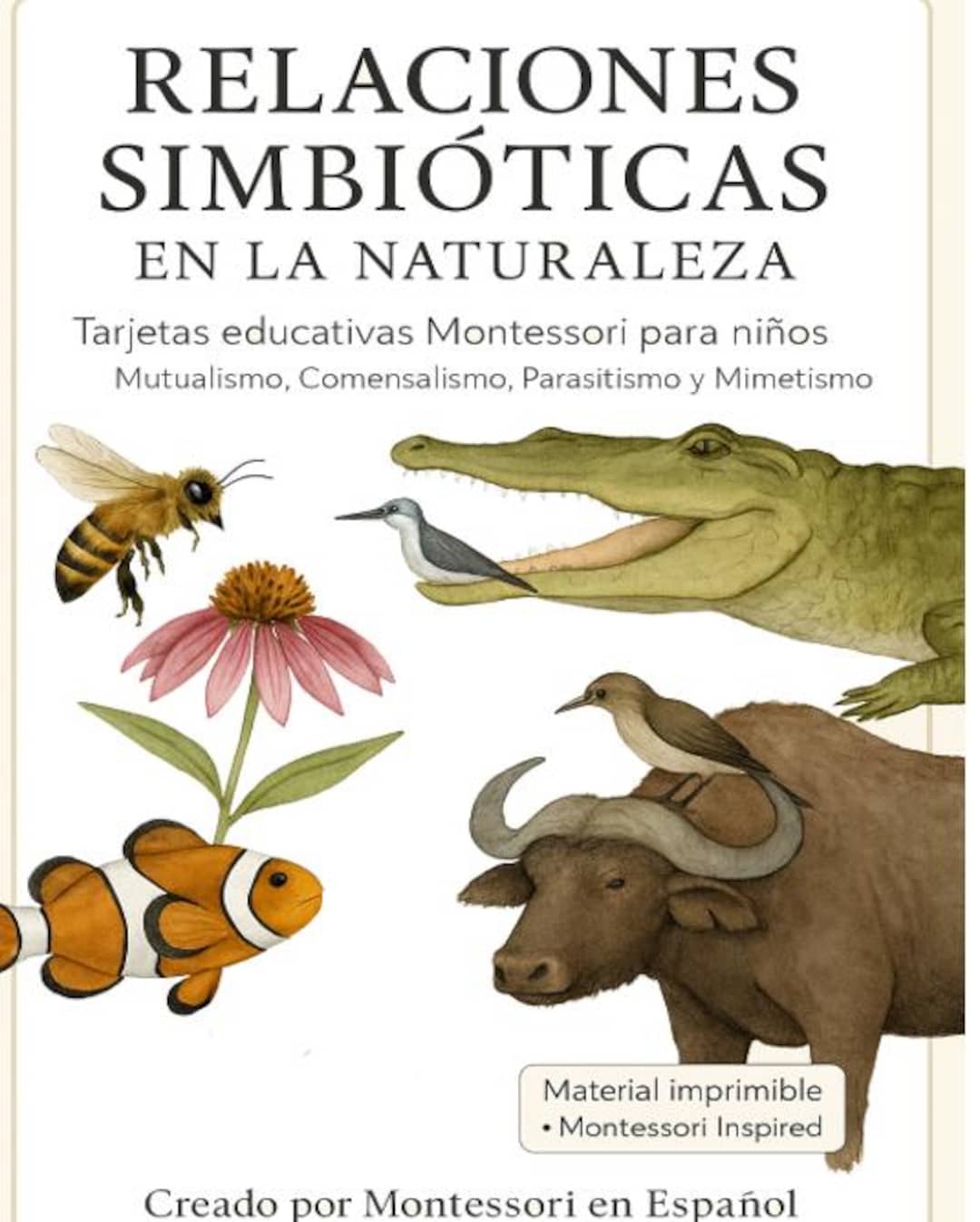 Montessori Symbiosis Cards – Educational Material in Spanish - Etsy