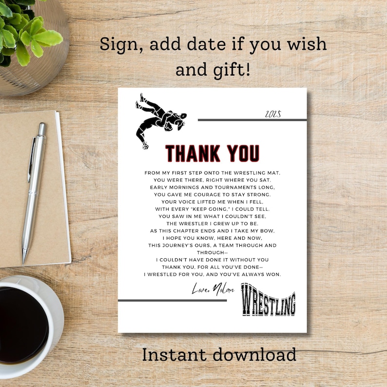 Printable Senior Night Wrestler Thank You Poems Gift to Parents ...