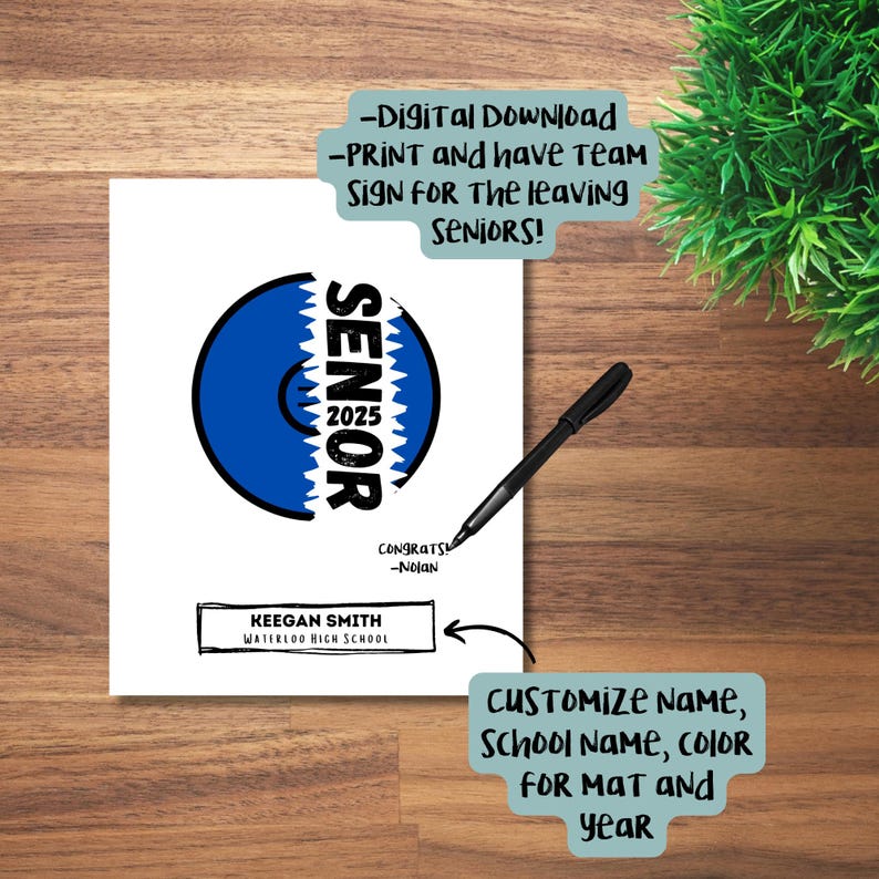 Custom Printable Senior Gift Wrestling Poster for Signatures | End of ...