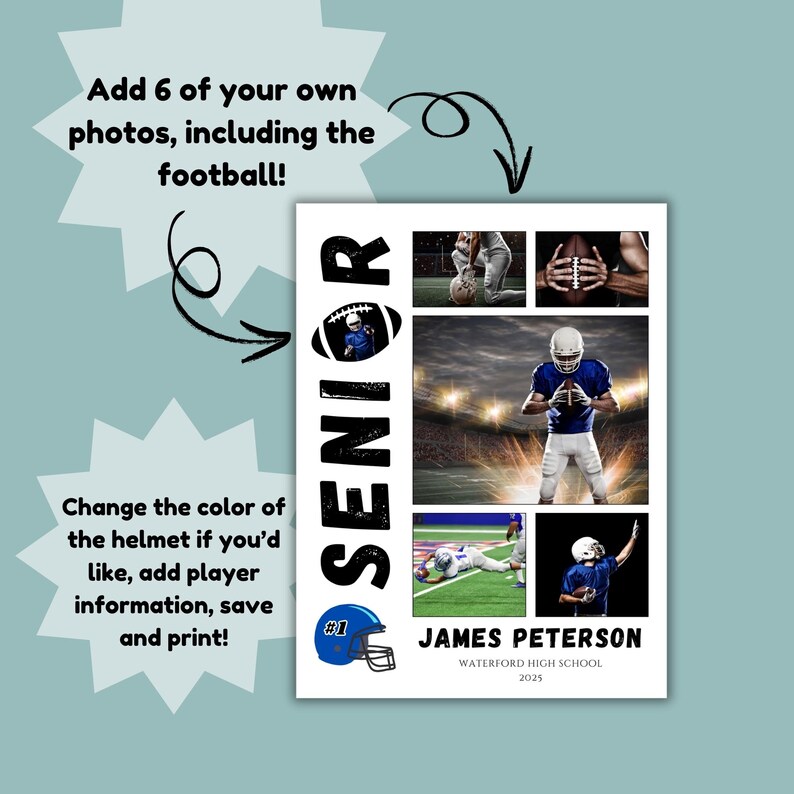 Football Senior Night Photo Collage Poster Canva Template, Senior Night ...