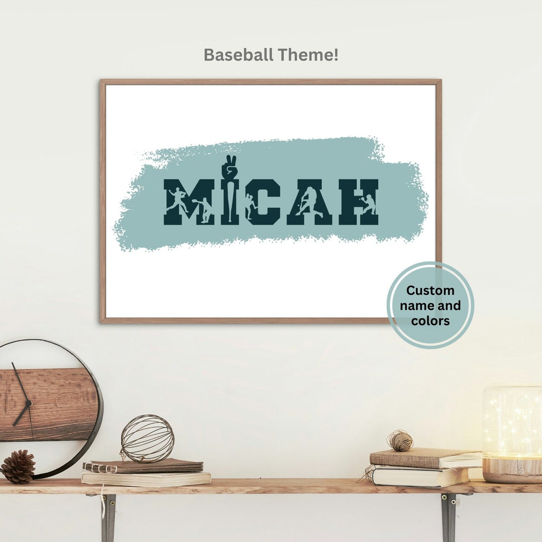Custom Personalized Printable Baseball Name Art Print, Custom Print ...