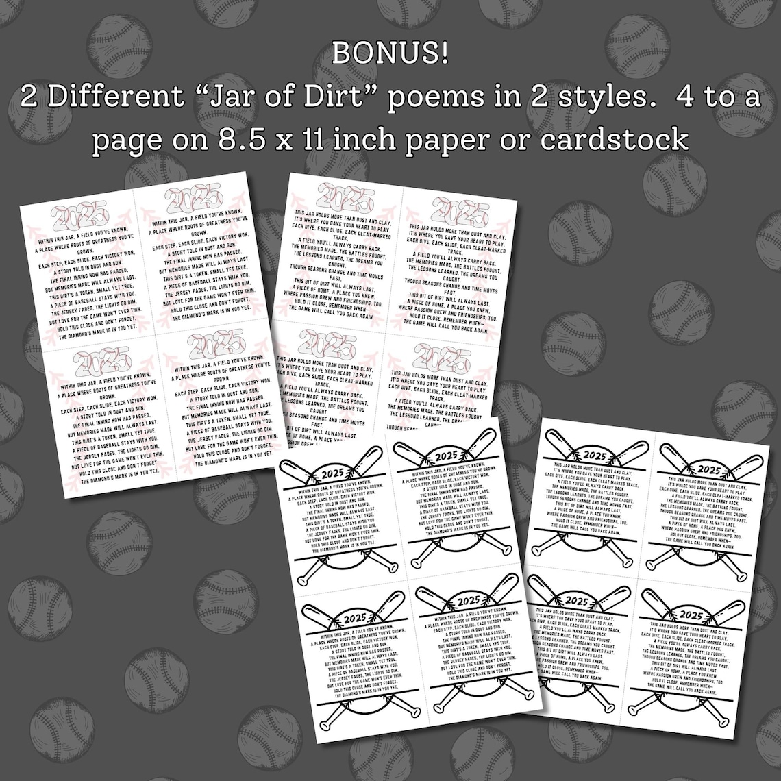 Printable Baseball Senior Night Gift Poems, Senior Night Letters From ...